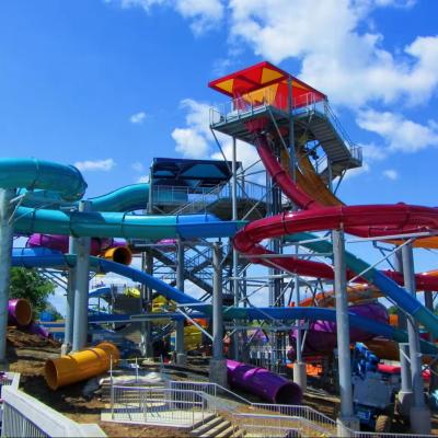 China Fiberglass Water Park Slide with Pool End 6-8mm Thickness and Over 10 Years Service Life for sale
