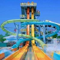 China Customized Colorful Fiberglass Water Park Slide Ending with Pool for Resort Hotels for sale