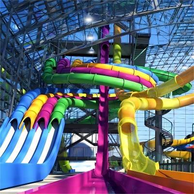 China Commercial Fiberglass Water Park Slide with 7.3m Height and Pool End for Kids and Adults for sale