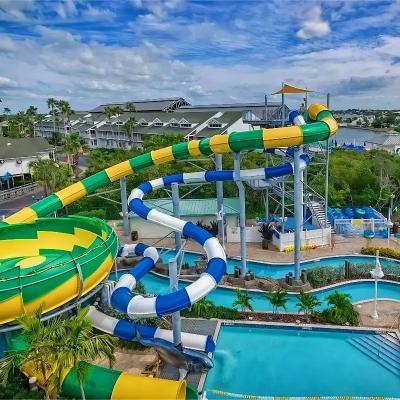 China Customized Colorful Fiberglass Water Park Slide for Resort Hotels Ending with Pool for sale