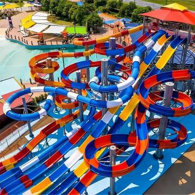 China Commercial Water Park Slide with Pool End Suitable for Kids and Adults Custom Fiberglass Slide for sale
