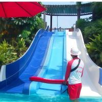 China Customized Colorful Water Slide Fiberglass Swimming Pools Suitable Family Small Amusement Park Gardens Inground Pools 2D Design for sale