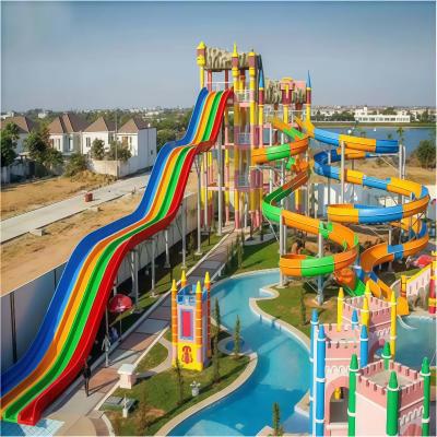 China The 6-8mm Thickness Fiberglass Water Slides Combination Water Park Equipment With 12-Month Warranty And Free Design Color Customize Playground Outdoor for sale