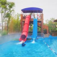 China Outdoor swimming pool Water Park Fiberglass Sled Cannon Barrel Slide Customized Height With Installation Detailed Drawings Attached for sale