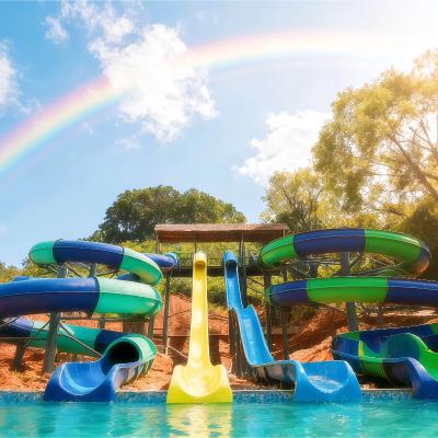 China Open Spiral Water Slide Combination Fiberglass Rides Game Use For Outdoor Family Swimming Pool Aqua Park Customized 2D Design for sale