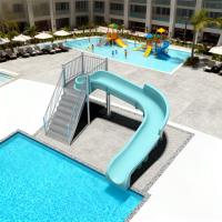 China Small Fiberglass Swimming Pool Slide Customized Design 3D Drawings One Year Warranty For Family Indoor Outdoor Residential for sale