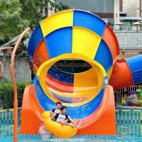 China Qualitative Small Trumpet Water Slide Fiberglass Material Height Of 1.9 M Use For Adult Kid Games Aqua Park Hotels Swimming Pool for sale