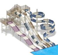 China Aqua Park Water Play Equipment 7 Meters High Water Slide Cluster Hill Curve Fibergass Swimming Pool Slide for sale