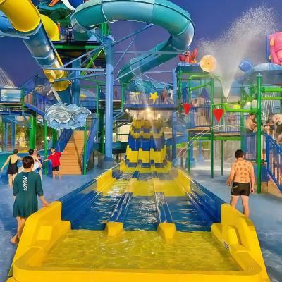 China Commercial Residential Fiberglass Water Slides Customized Colorful Racing Slides With 2D Design For Hotels Swimming Pools for sale