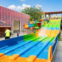 China Commercial Residential Fiberglass Water Slides Customized Colorful Racing Slides With 2D Design For Hotels Swimming Pools for sale