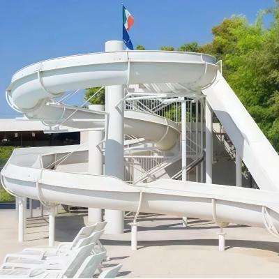 China Commercial Open Spiral Fiberglass Slide 6-8mm Thick Custom Design For Amusement Parks Pools All Ages for sale