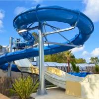China Commercial Open Spiral Fiberglass Slide 6-8mm Thick Custom Design For Amusement Parks Pools All Ages for sale
