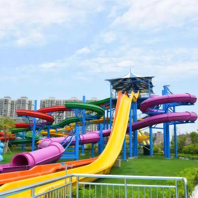 China Custom Spiral Water Slides Fiberglass Slides Durable All-Age Water Play For Amusement Parks  Pools for sale