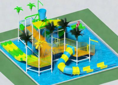 China Commercial 12x12M Water Playground Fiberglass Plastic Galvanized Steel Suitable For Hotels Water Parks All Age for sale