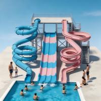 China Commercial Grade Large Combination Fiberglass Water Park Slide For Outdoor Amusement Resort Fun for sale