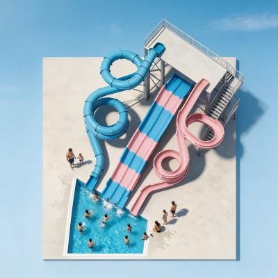 China Commercial Grade Large Combination Fiberglass Water Park Slide For Outdoor Amusement Resort Fun for sale