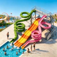 China Commercial Grade Large Combination Fiberglass Water Park Slide For Outdoor Amusement Resort Fun for sale