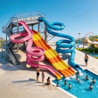 China Professional Multi Lane Fiberglass Water Park Slide System For Outdoor Amusement Resort Project for sale