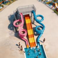 China Professional Multi Lane Fiberglass Water Park Slide System For Outdoor Amusement Resort Project for sale