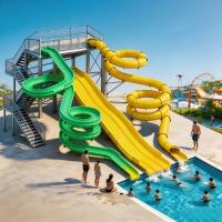 China Professional Multi Lane Fiberglass Water Park Slide System For Outdoor Amusement Resort Project for sale