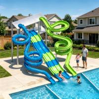 China Professional Multi Lane Fiberglass Water Park Slide System For Outdoor Amusement Resort Project for sale