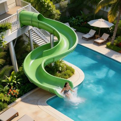 China Heavy Duty Open Spiral Fiberglass Water Slide For Commercial Hotel Resort Swimming Pool Fun for sale