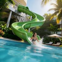 China Heavy Duty Open Spiral Fiberglass Water Slide For Commercial Hotel Resort Swimming Pool Fun for sale