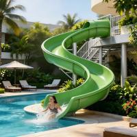 China Heavy Duty Open Spiral Fiberglass Water Slide For Commercial Hotel Resort Swimming Pool Fun for sale