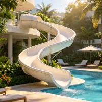 China Heavy Duty Open Spiral Fiberglass Water Slide For Commercial Hotel Resort Swimming Pool Fun for sale