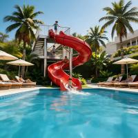 China Premium Quality Spiral Open Fiberglass Swimming Pool Water Slide For Resort And Aqua Park Project for sale