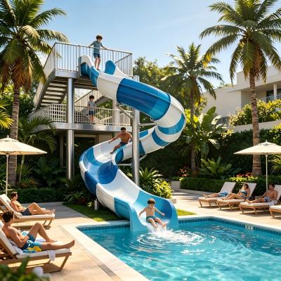 China Premium Quality Spiral Open Fiberglass Swimming Pool Water Slide For Resort And Aqua Park Project for sale