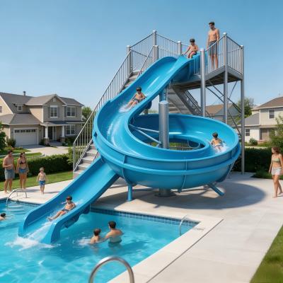 China Commercial Spiral Open Fiberglass Water Slide Equipment For Outdoor Amusement Park And Aqua Fun With ROHS for sale