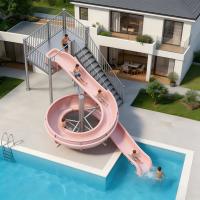 China Commercial Spiral Open Fiberglass Water Slide Equipment For Outdoor Amusement Park And Aqua Fun With ROHS for sale