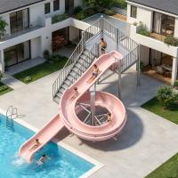 China Commercial Spiral Open Fiberglass Water Slide Equipment For Outdoor Amusement Park And Aqua Fun With ROHS for sale