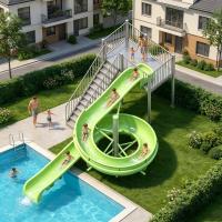 China Commercial Spiral Open Fiberglass Water Slide Equipment For Outdoor Amusement Park And Aqua Fun With ROHS for sale