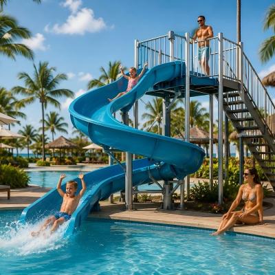 China Professional Spiral Open Fiberglass Water Slide For Commercial Swimming Pool And Water Park Fun for sale