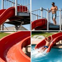 China Professional Spiral Open Fiberglass Water Slide For Commercial Swimming Pool And Water Park Fun for sale