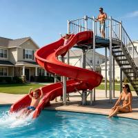 China Professional Spiral Open Fiberglass Water Slide For Commercial Swimming Pool And Water Park Fun for sale