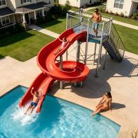 China Professional Spiral Open Fiberglass Water Slide For Commercial Swimming Pool And Water Park Fun for sale