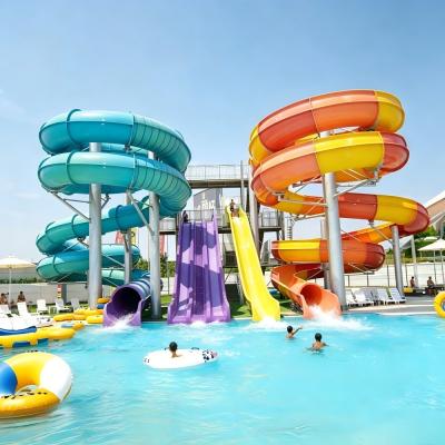 China Commercial Spiral Rainbow Combination Fiberglass Water Slide for Large Outdoor Water Park and Aqua Resort for sale