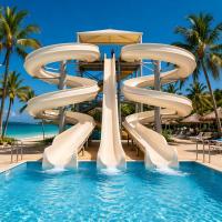China Commercial Spiral Rainbow Combination Fiberglass Water Slide for Large Outdoor Water Park and Aqua Resort for sale
