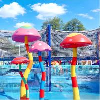 China Interactive Water Play Equipment Fiberglass Galvanized Steel Mushroom Splash Pad For Commercial Water Park Kid Pool for sale