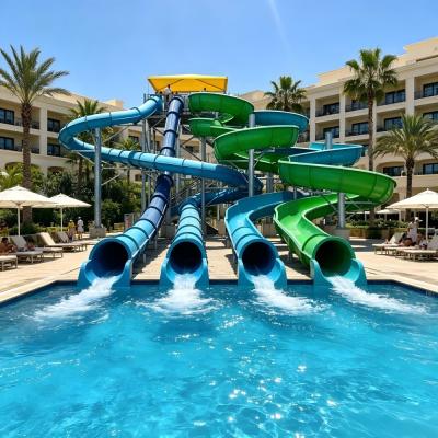 China Custom Spiral Fiberglass Spiral Water Slide Combination For Professional Outdoor Aqua Park Project for sale