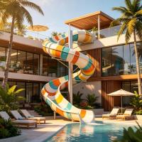China Luxury Spiral Open Closed Fiberglass Water Slide For Commercial Swimming Pool And Hotel Resort Park for sale