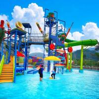 China Commercial 1.8m FRP Mushroom Water Splash Pad With Slides And Fountains For Aqua Park Kids for sale