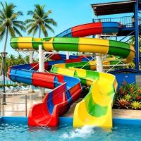 China Large Multi Lane High-speed and Spiral Fiberglass Water Slide for Commercial Aqua Park Equipment With Rohs for sale