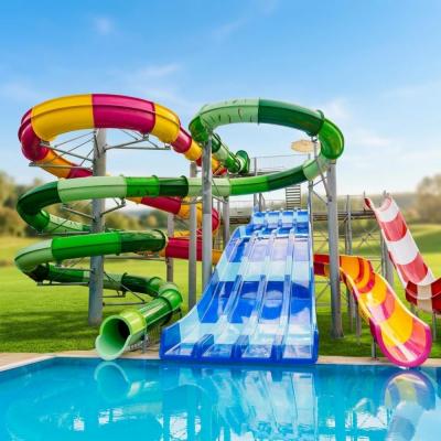 China Custom Spiral Enclosed Fiberglass Water Slide Set 6-10mm Thickness For Commercial Hotel Resort Pool Aqua Park for sale