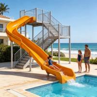 China Single Spiral Slide Funnel Fiberglass Water Slide For Commercial Outdoor Aqua Theme Park Hotel Resort Pool for sale