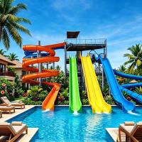 China Compact Spiral And Straight Fiberglass Water Slide Combination For Commercial Water Park Swimming Pool Slide for sale