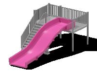 China Residential Durable Pink Wide Fiberglass Water Slide For Adults Private Pool And Toddler Play Fun for sale
